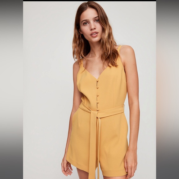Little Moon | Pants & Jumpsuits | Little Moon Petunia Romper In Yellow ...